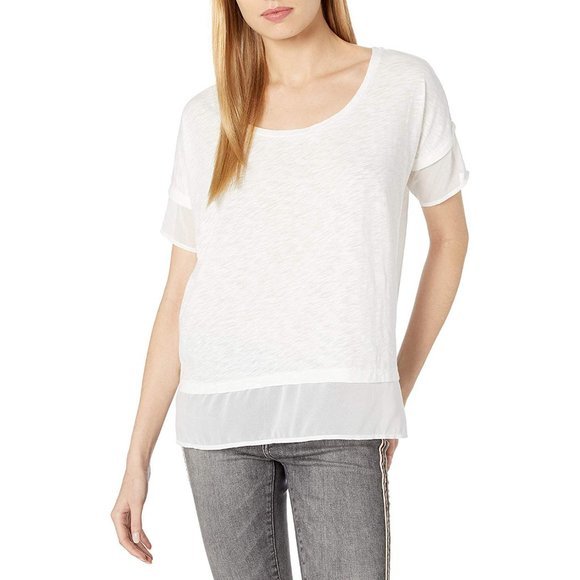 French Connection | Tops | Nwt French Connection Chiffon Trim Hilo Slub ...